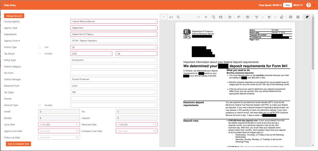 Once theaccount is linked you can fill in any missing agency data items.